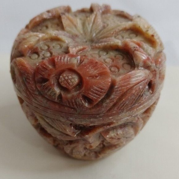 Unbranded | Accessories | Alabaster Trinket Box Roses Leaf Carved Great ...